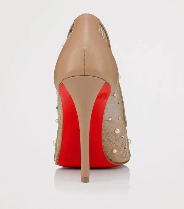 CHRISTIAN LOUBOUTIN Miss Z Degrastrass Leather Pumps - Nude