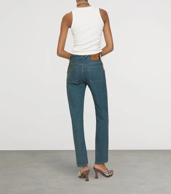 Burberry Mid-rise Straight Jeans With Signature Branding