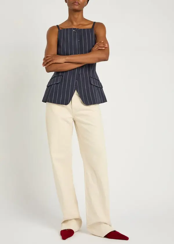 Simkhai Edie Pinstriped Woven Top