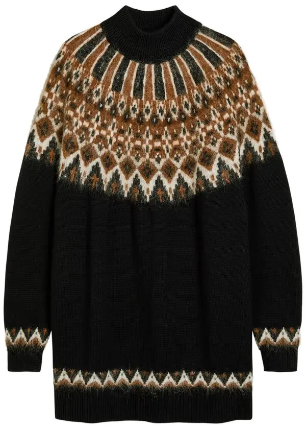 Staud Liza Fair Isle Patterned Wool-blend Jumper Dress - Multicoloured