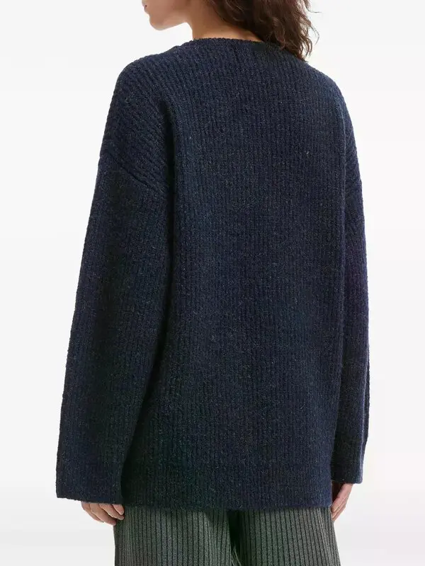 B+AB V-neck Ribbed Texture Long Sleeve Sweater