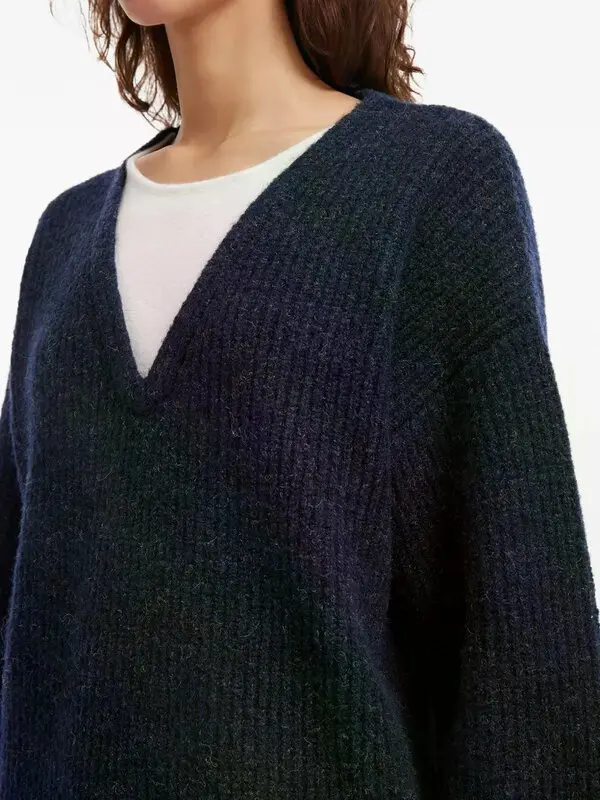 B+AB V-neck Ribbed Texture Long Sleeve Sweater