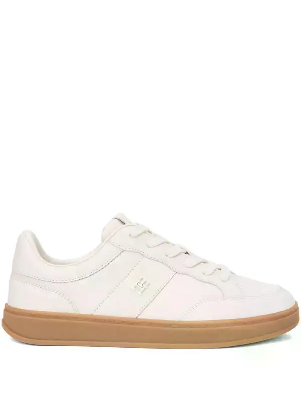 Tommy Hilfiger Leather Low-top Sneakers With Logo Detail - Neutrals