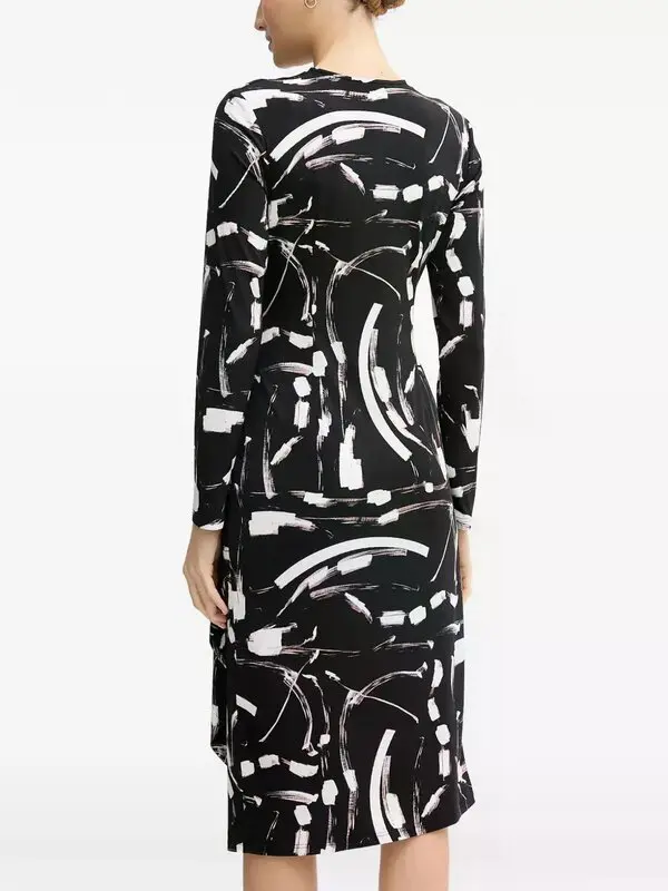 Joseph Ribkoff Graphic-print V-neck Midi Dress - Black