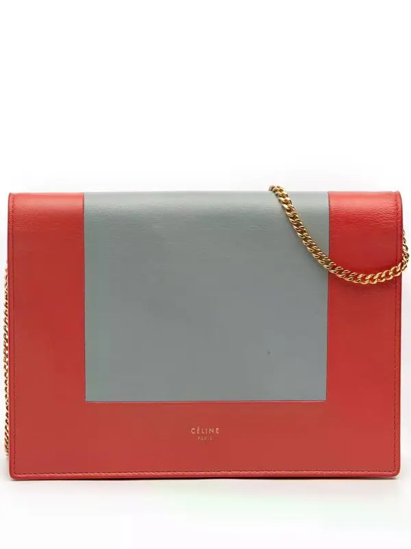 Celine 2017 Leather Frame Wallet On Chain Crossbody Bag - Red
