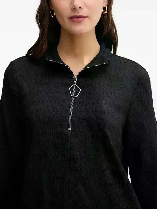 Joseph Ribkoff Textured Zip-up Top - Black