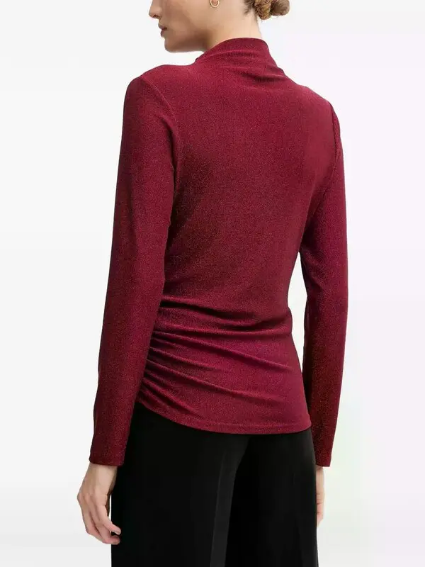Joseph Ribkoff Gathered Mock Neck Long Sleeve Top - Red