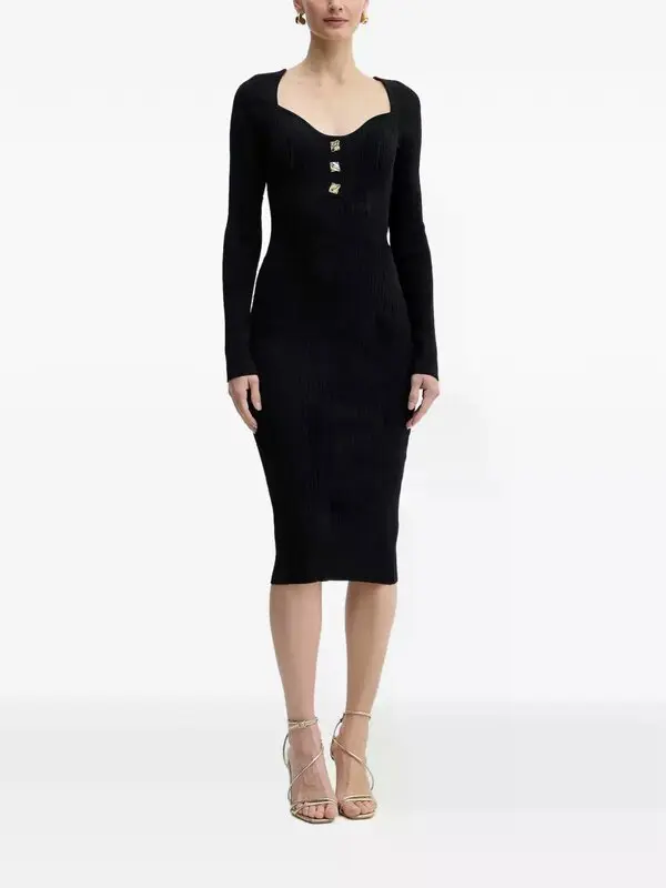 FRACOMINA Ribbed Square Neck Midi Dress