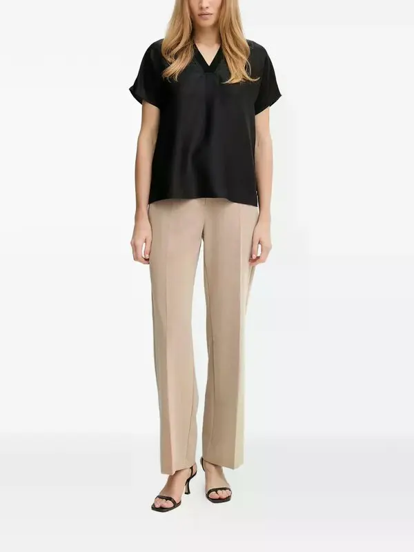 Joseph Ribkoff V-neck Blouse With Gold-tone Detail - Black