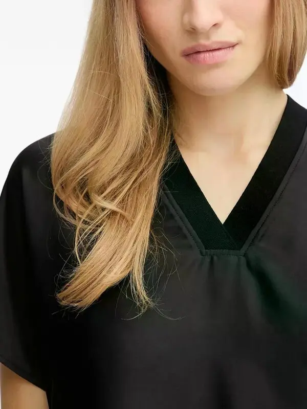 Joseph Ribkoff V-neck Blouse With Gold-tone Detail - Black