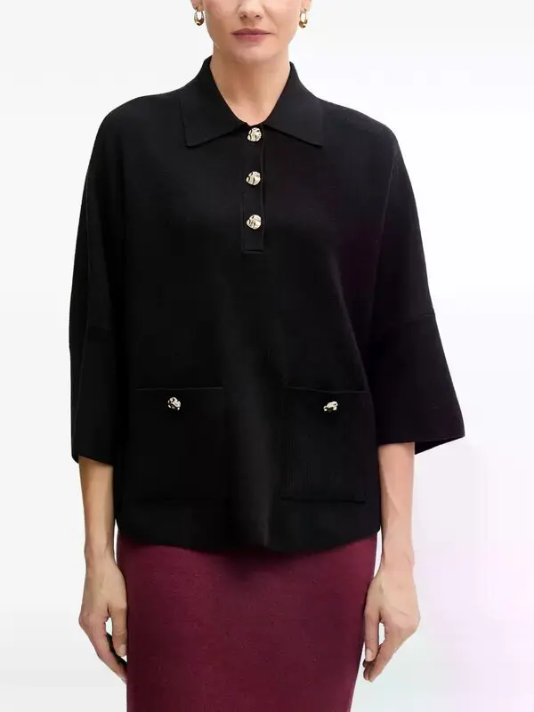 Joseph Ribkoff Embellished Polo Top - Black