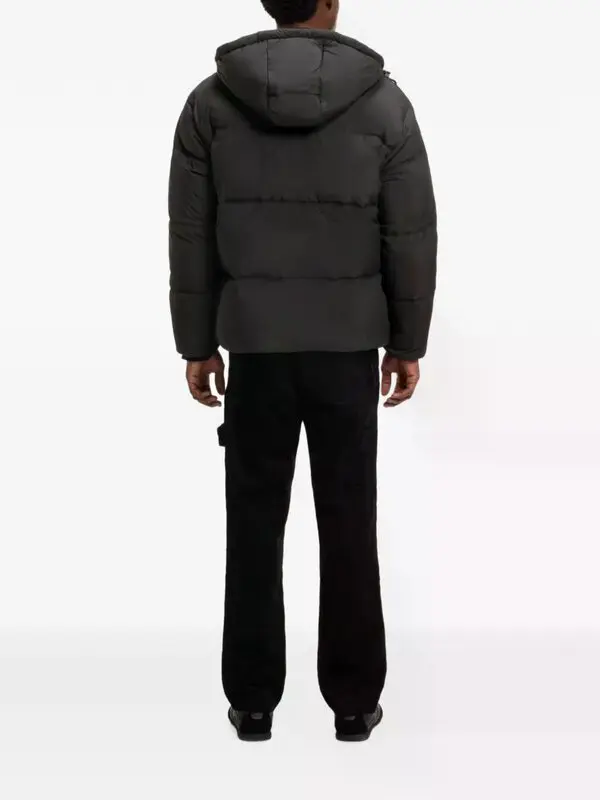 Hugo Padded Hooded Coat With Logo Patch