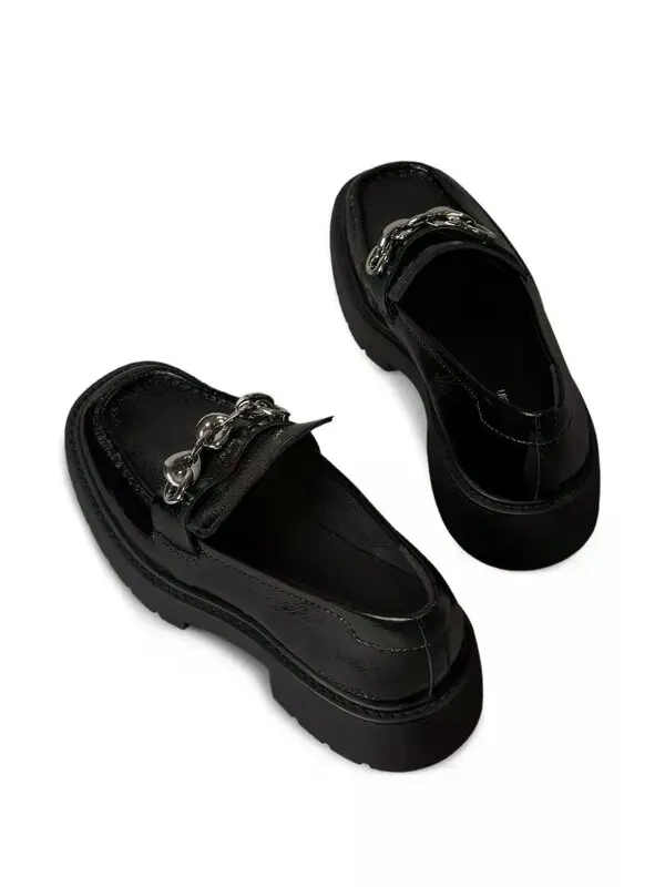 Calvin Klein Patent Leather Loafers With Chain Embellishment