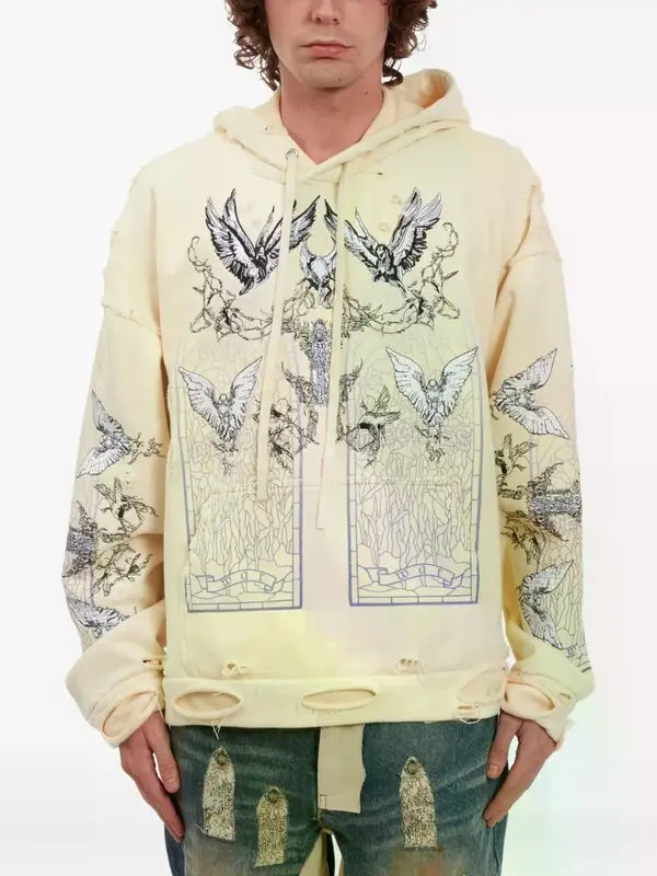 WHO DECIDES WAR Distressed Graphic Hoodie