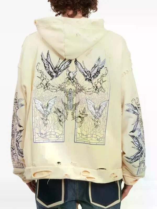 WHO DECIDES WAR Distressed Graphic Hoodie