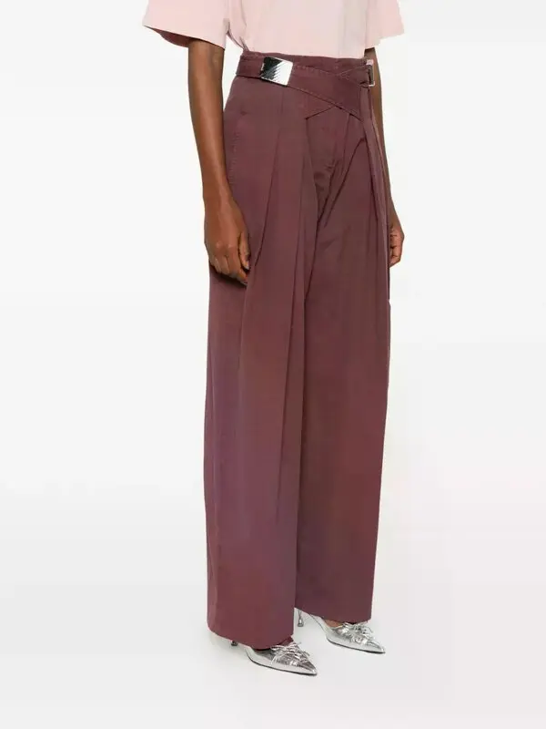 Attico Buckle-detail Pleated Trousers - Red