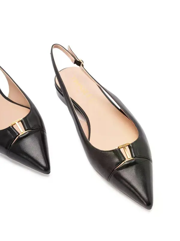 TWINSET Buckle Strap Pointed Toe Slingback Pumps - Black