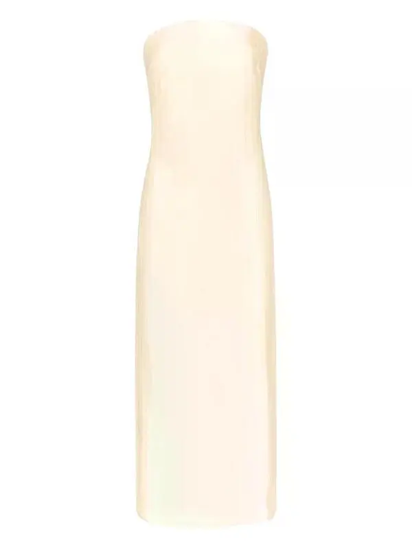 Loulou De Saison Giulia Striped Bustier Midi Dress - Neutrals
