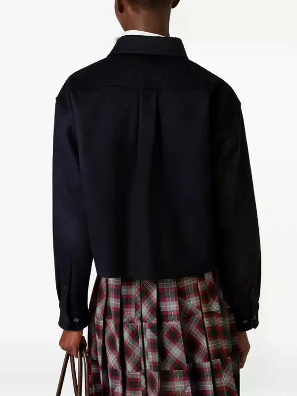 Miu Miu Velour Wool Cropped Shirt - Blue