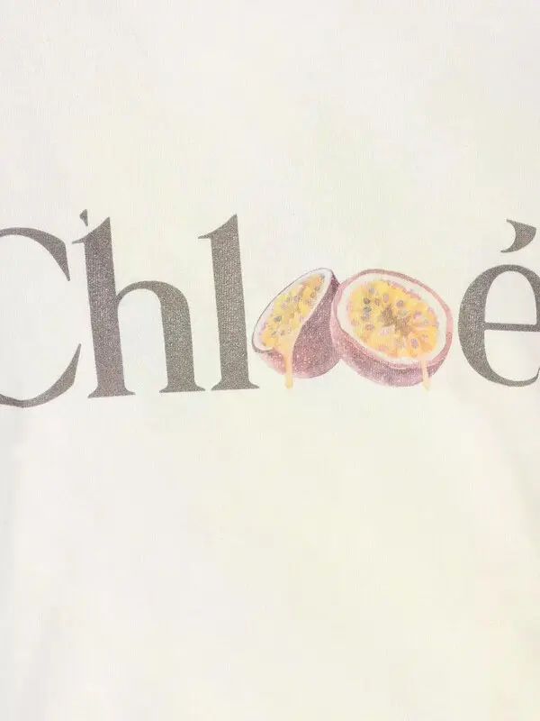 Chloé Cotton Logo & Fruit Print T-shirt - Neutrals