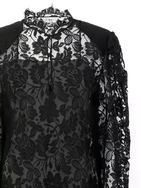 Chloé Floral-lace High-neck Dress