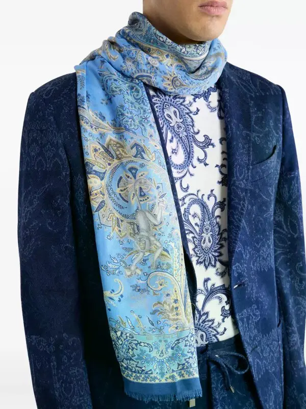Etro Paisley-pattern Scarf - Blue