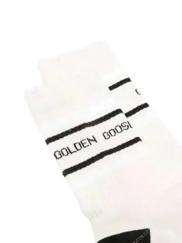 GOLDEN GOOSE Crew Socks With Distressed Details And Stripes