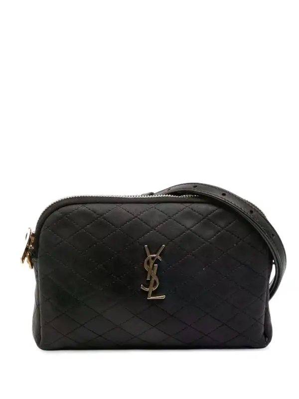 Saint Laurent Quilted Lambskin Zippered Pouch Crossbody Bag - Black