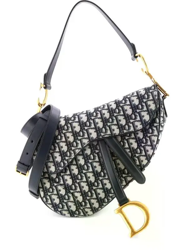 Dior Saddle Handbag With Strap Oblique Canvas Medium Shoulder Bag