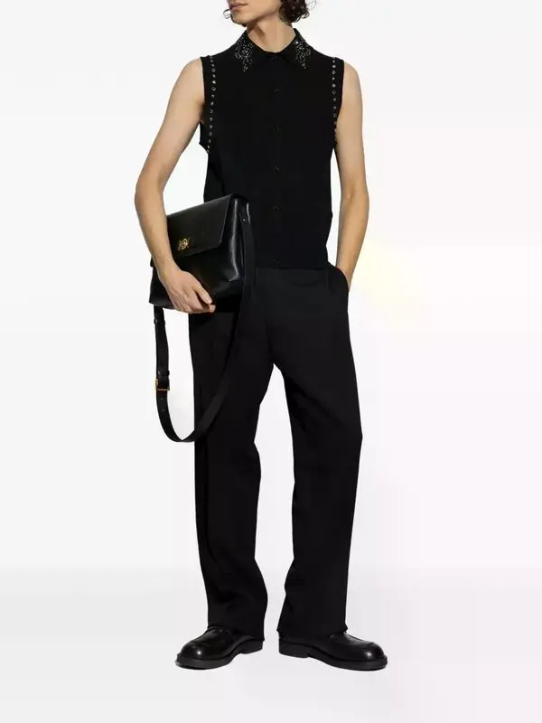 Versace Embellished Collar Sleeveless Vest - Black