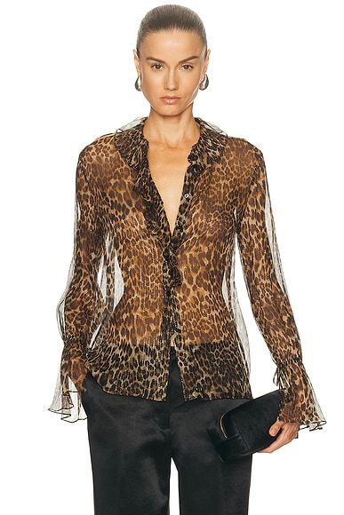 NILI LOTAN Cecily Top - Lurex Leopard