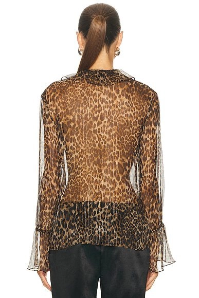 NILI LOTAN Cecily Top - Lurex Leopard