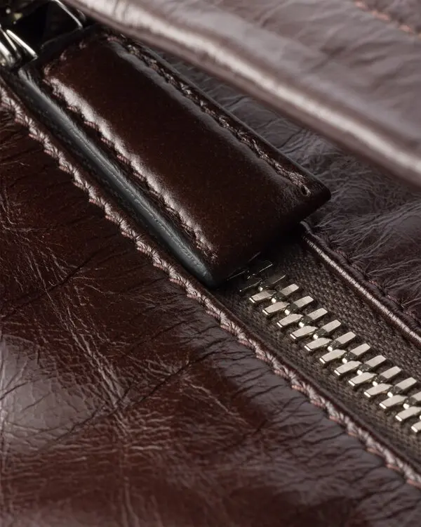 Prada Leather Shoulder Bag - Dark Brown