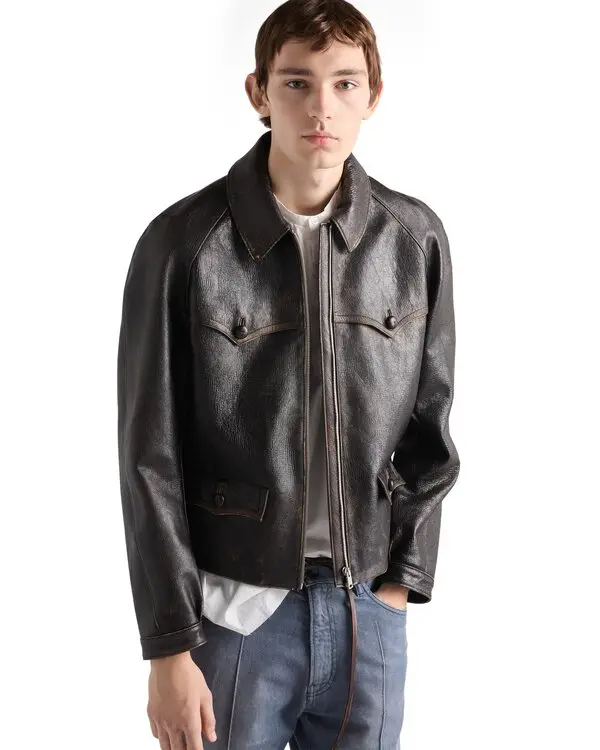 Prada Nappa Leather Jacket With Vintage Treatment