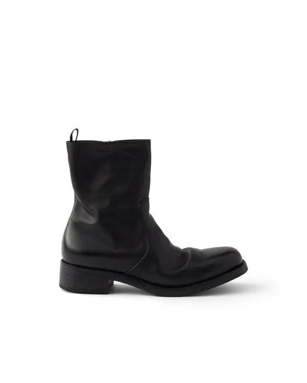 Prada Leather Zipper Boots