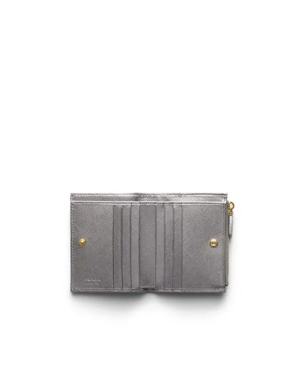 Prada Small Saffiano Leather Wallet - Chrome