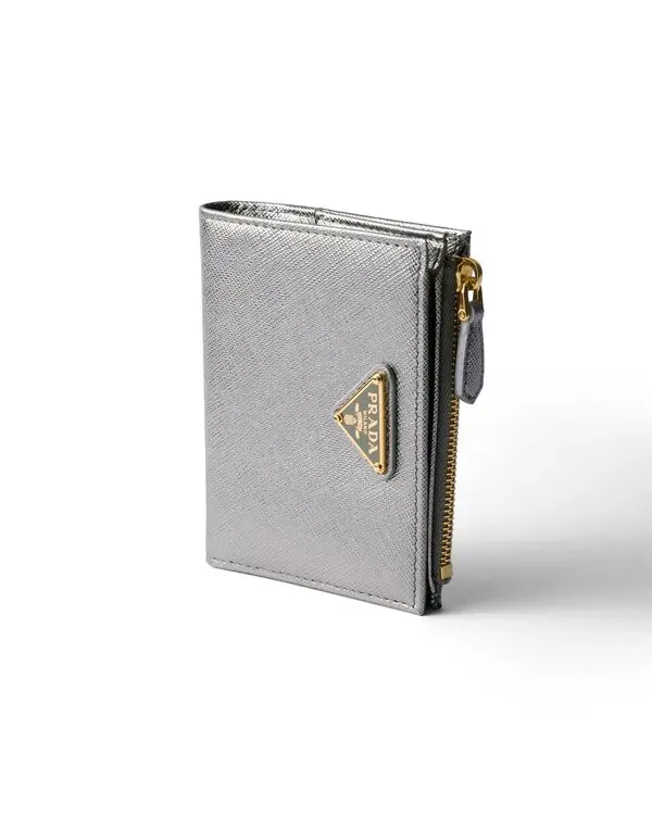 Prada Small Saffiano Leather Wallet - Chrome