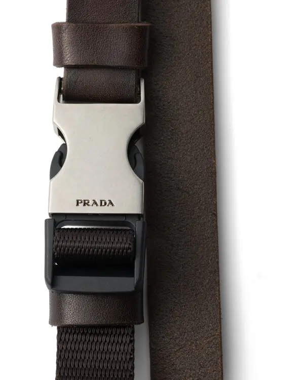 Prada Leather And Woven Nylon Tape Belt
