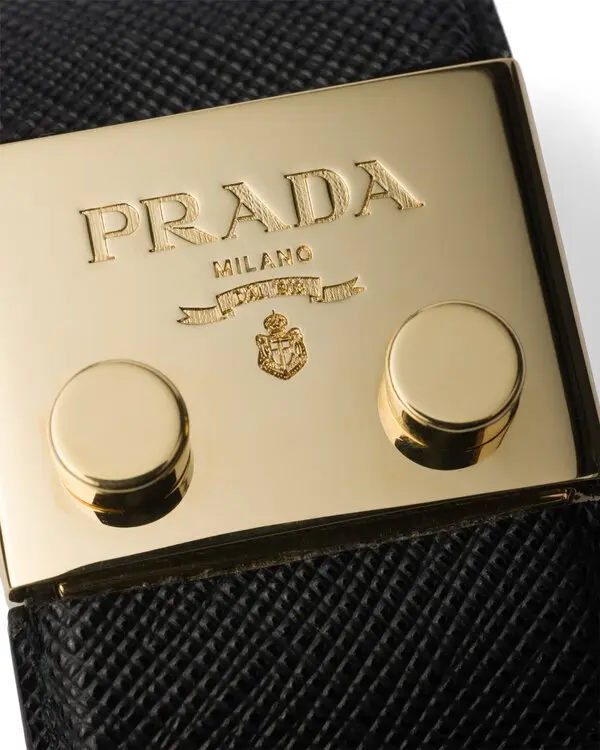 Prada Metal And Saffiano Leather Bracelet