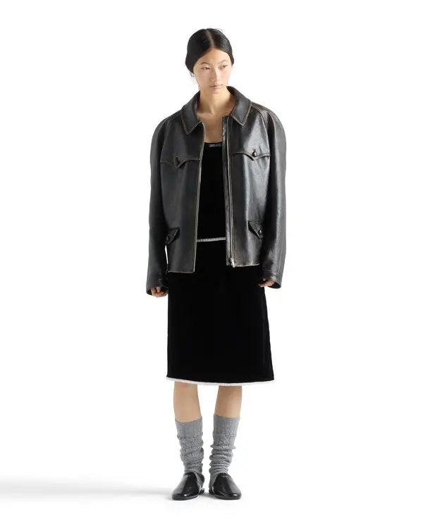 Prada Velvet Top With Lace Trim