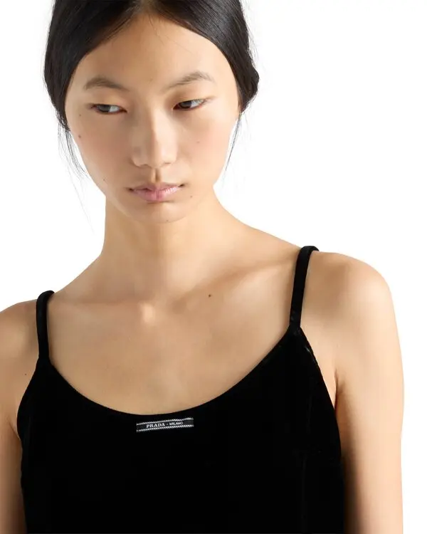 Prada Velvet Top With Lace Trim
