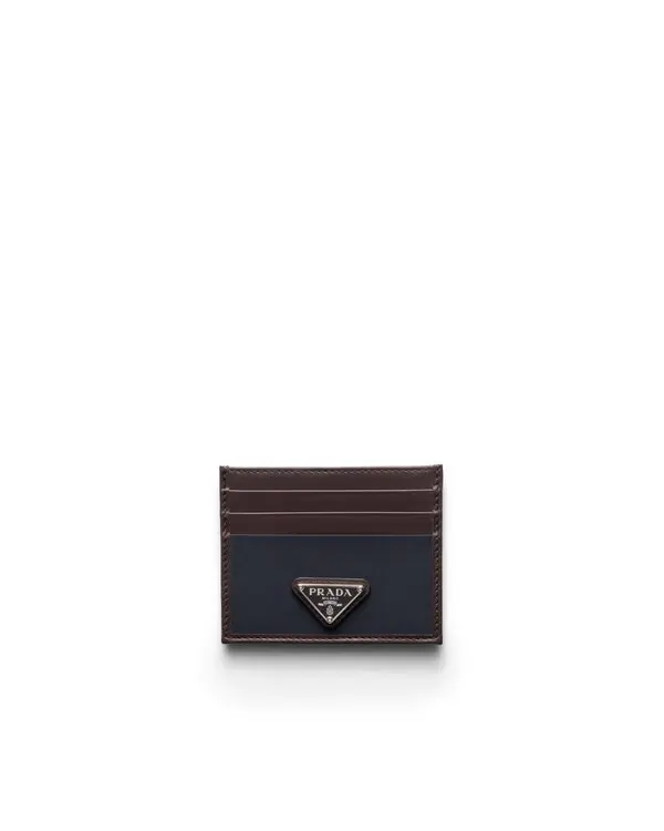 Prada Speedrock Re-nylon And Leather Card Holder - Navy
