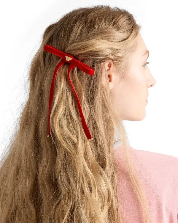 Prada Velvet Hair Clip With Logo Detail