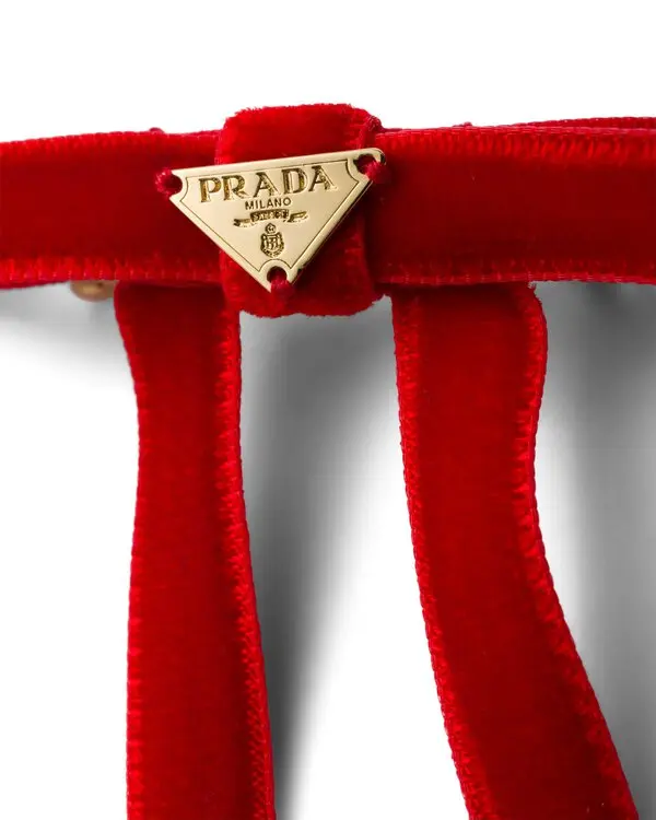 Prada Velvet Hair Clip With Logo Detail