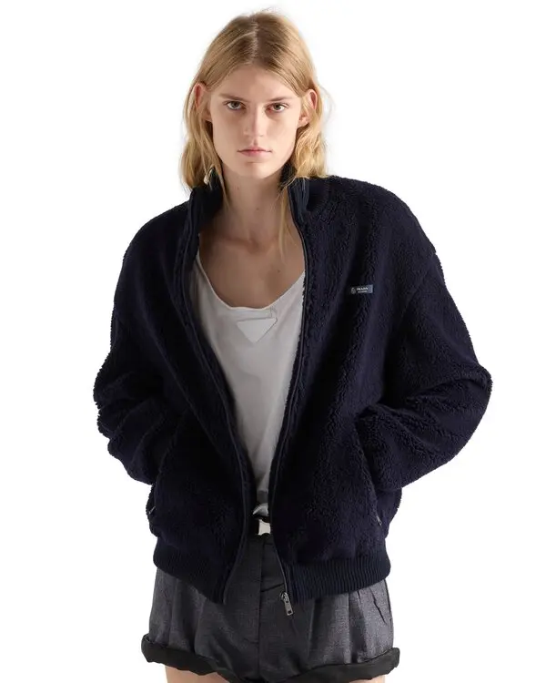 Prada Fleece Zip-up Jacket - Navy