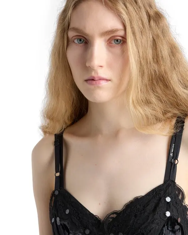 Prada Embroidered Sequined Lace Dress