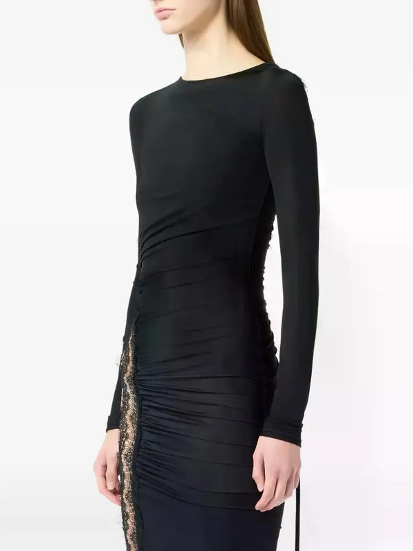 Blumarine Lace Insert Ruched Midi Dress