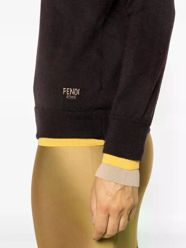 Fendi Wool Blend Layered Trim Sweater
