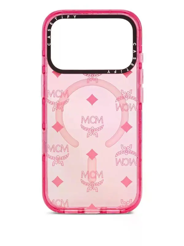 Mcm X Casetify Monogram-pattern Iphone 17 Pro Case - Pink