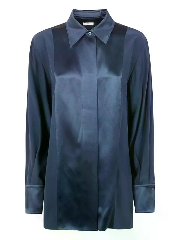 JOSEPH Long Sleeve Silk Shirt - Blue